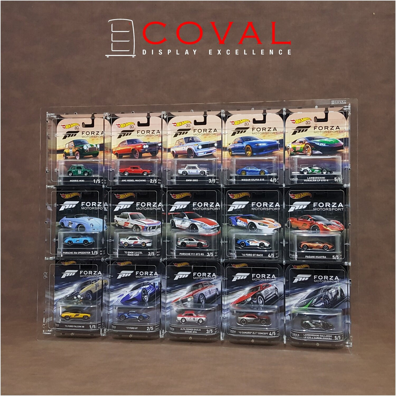 CWF-503 Acrylic Wall Display for 5 x 3 Wide Carded Premium Hot Wheels ...